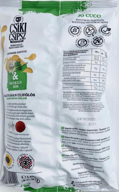 Csíki Csipsz 140g Hagymásan-Tejfölös